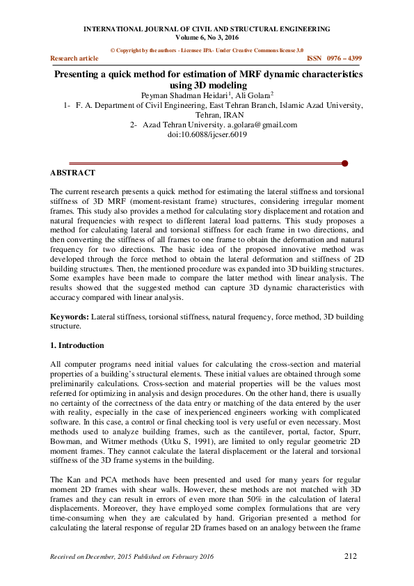 Pdf Presenting A Quick Method For Estimation Of Mrf Dynamic Characteristics Using 3d Modeling