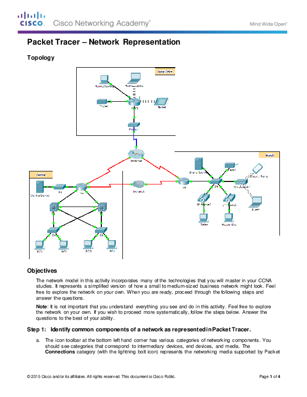 (PDF) Packet Tracer – Network Representation