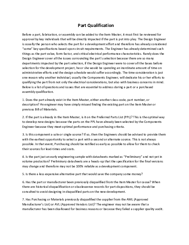 (DOC) Part Qualification