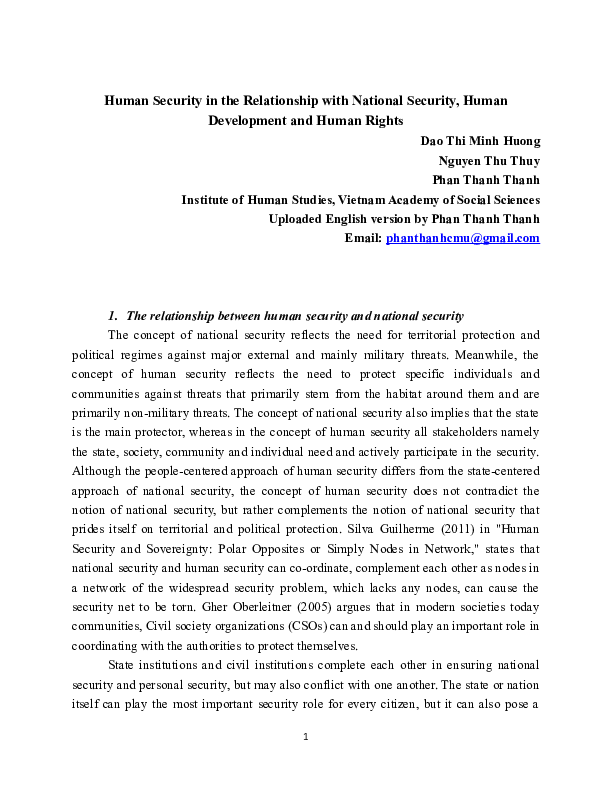 (DOC) Human Security in the Relationship with National Security, Human ...