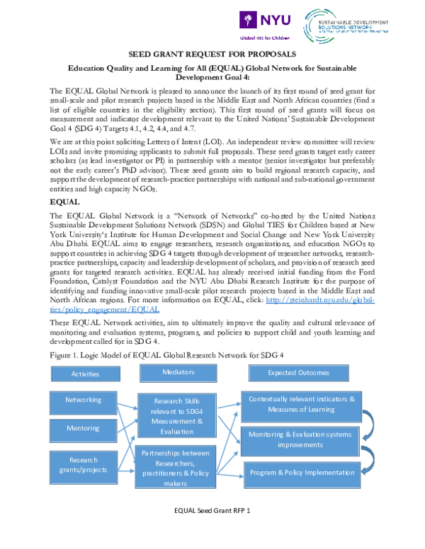 (PDF) SEED GRANT REQUEST FOR PROPOSALS Education Quality and Learning ...