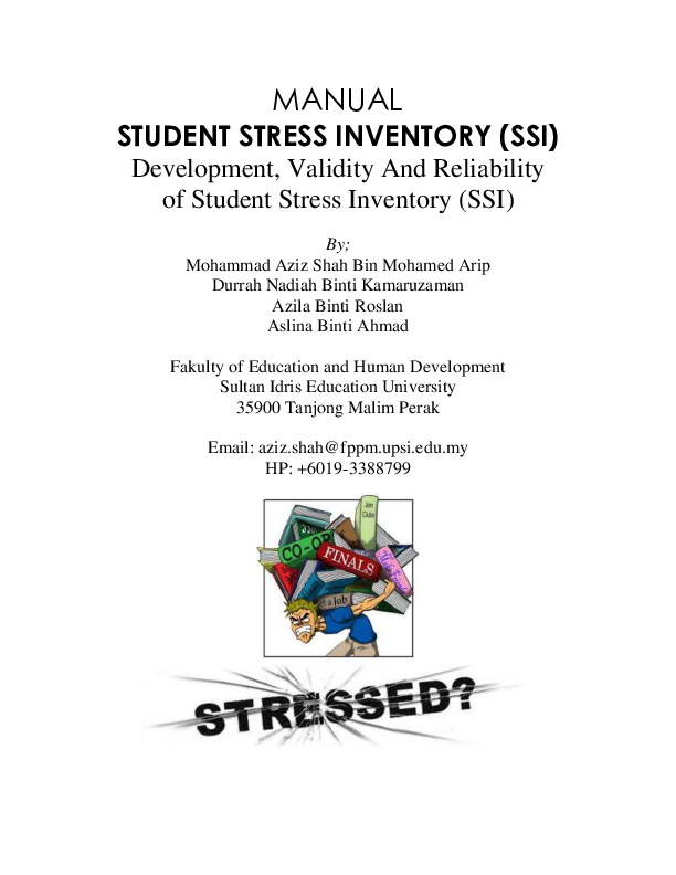 (PDF) STUDENT STRESS INVENTORY (SSI) Development, Validity And ...