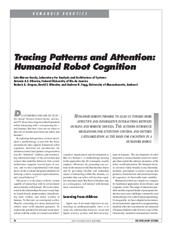 (PDF) Tracing patterns and attention: humanoid robot cognition