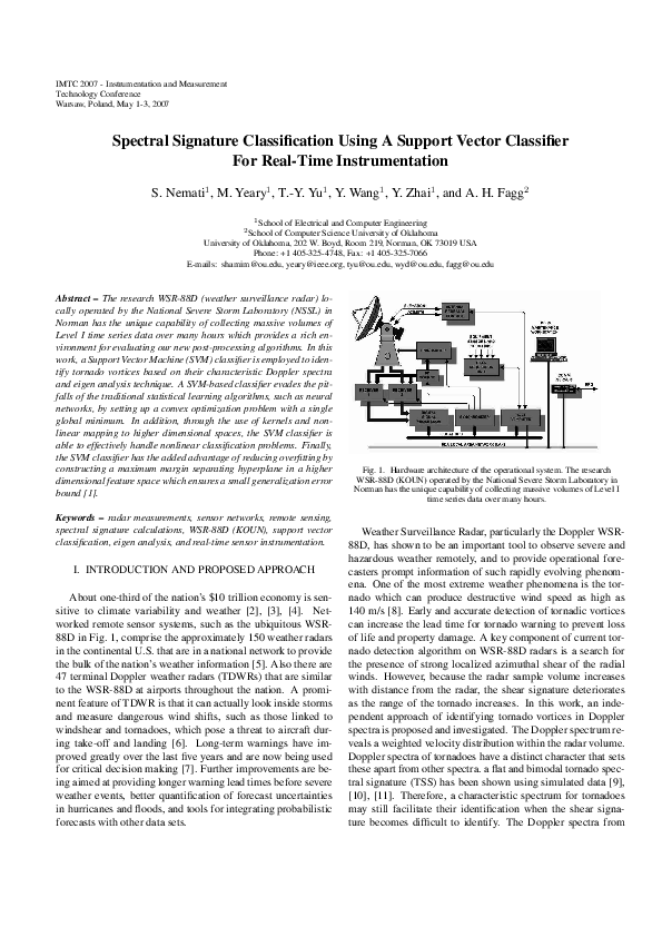 Pdf Spectral Signature Classification Using A Support Vector Classifier For Real Time