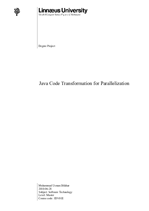 (PDF) Java Code Transformation for Parallelization