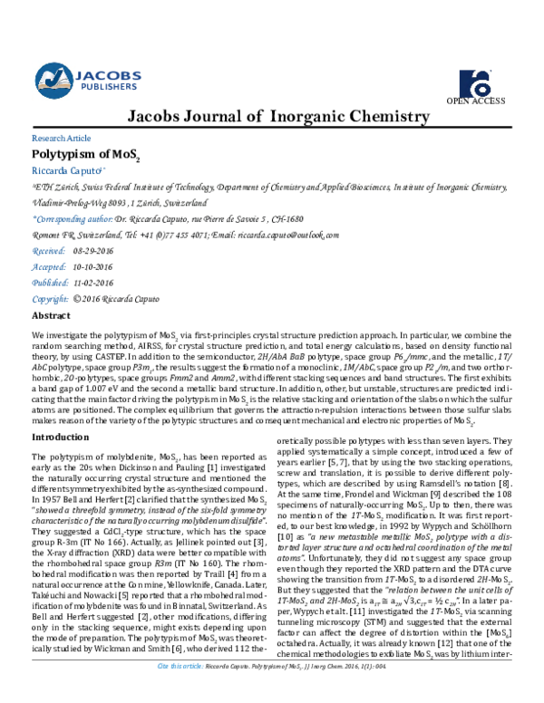 (PDF) Polytypism of MoS2