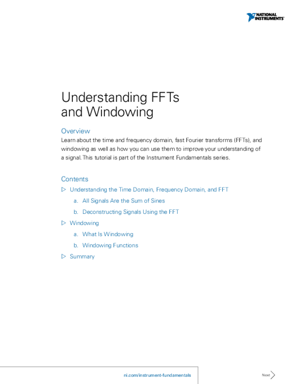 (PDF) Understanding FFTs and Windowing