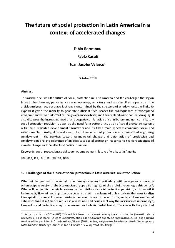 (PDF) The future of social protection in Latin America in a context of ...