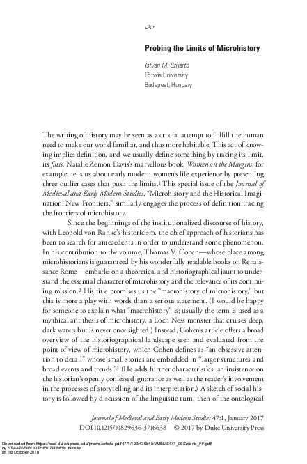 (PDF) Probing the Limits of Microhistory
