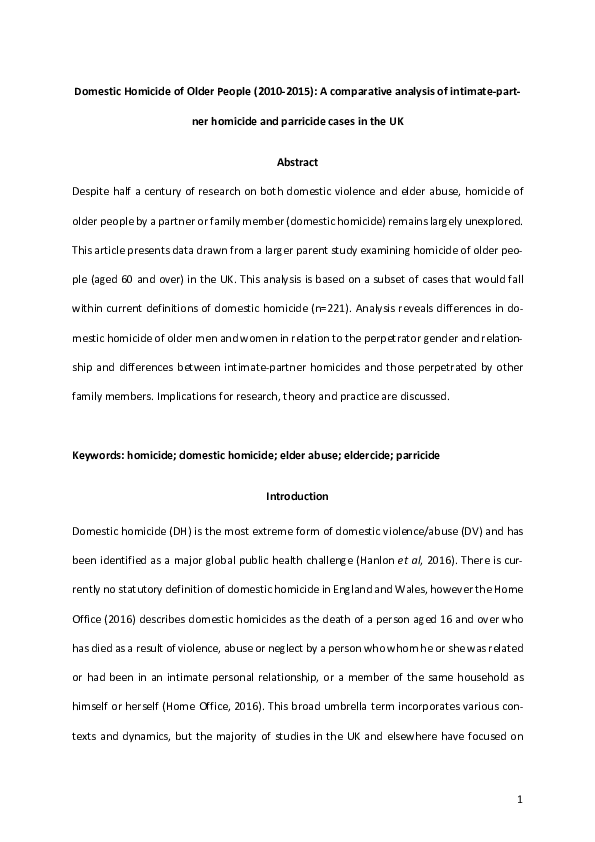 (DOC) Domestic Homicide of Older People (2010-2015): A comparative ...