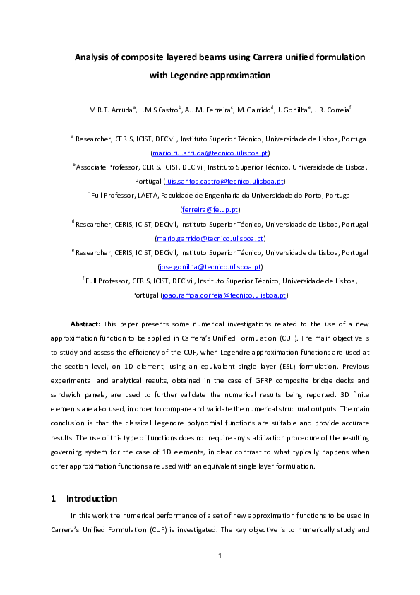 Pdf Analysis Of Composite Layered Beams Using Carrera Unified Formulation With Legendre