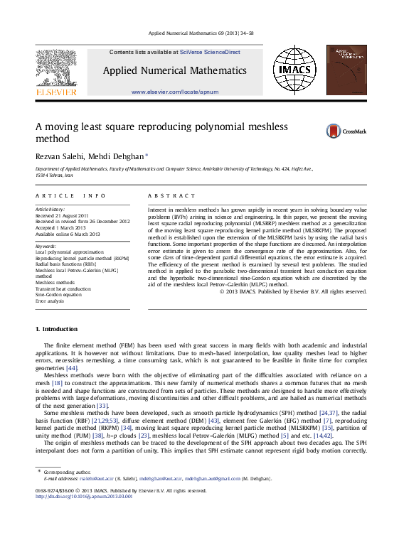 Pdf A Moving Least Square Reproducing Polynomial Meshless Method