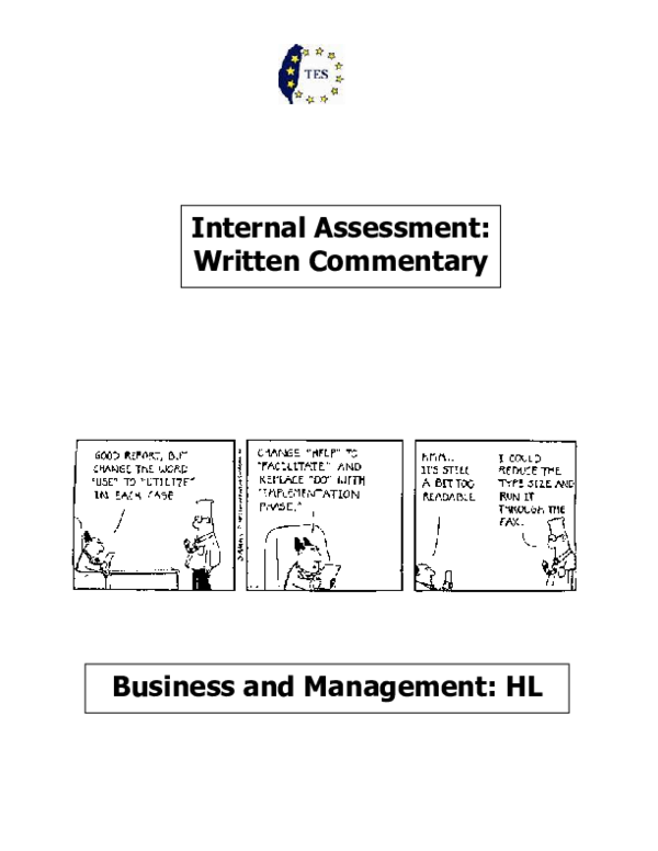 (PDF) Internal Assessment: Written Commentary Business and Management: HL