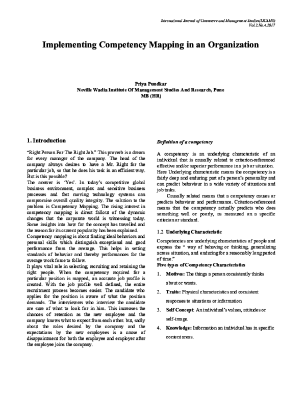 (PDF) Implementing Competency Mapping in an Organization