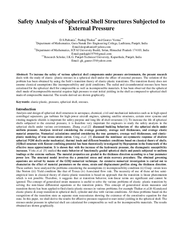 (PDF) Safety Analysis of Spherical Shell Structures Subjected to ...