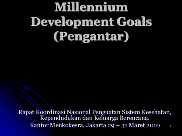(PPT) Millennium Development Goals