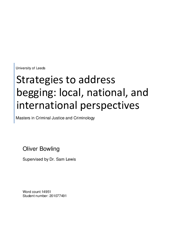 (PDF) Strategies to address begging - local, national, and ...