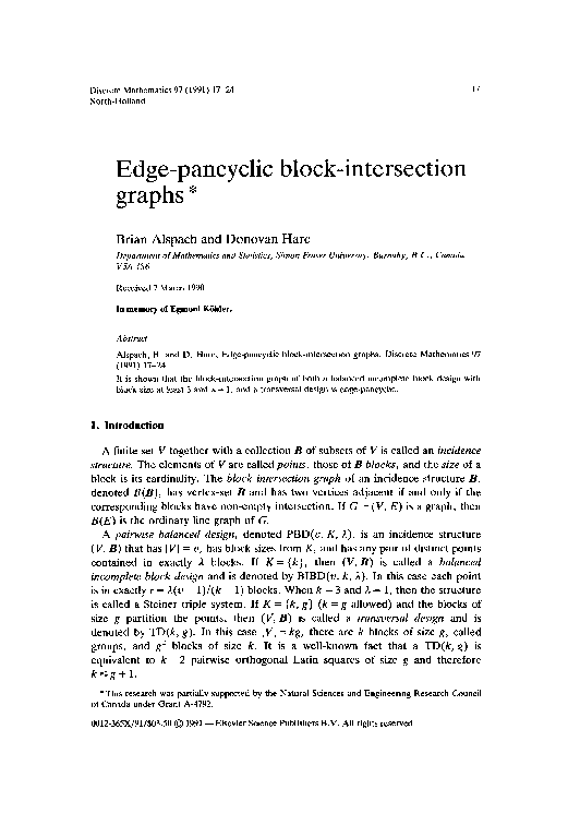 (PDF) Edge-pancyclic block-intersection graphs | v dhivyaranjini ...