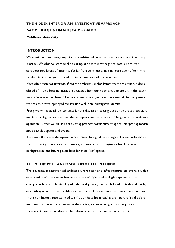 (PDF) THE HIDDEN INTERIOR: AN INVESTIGATIVE APPROACH | Francesca ...