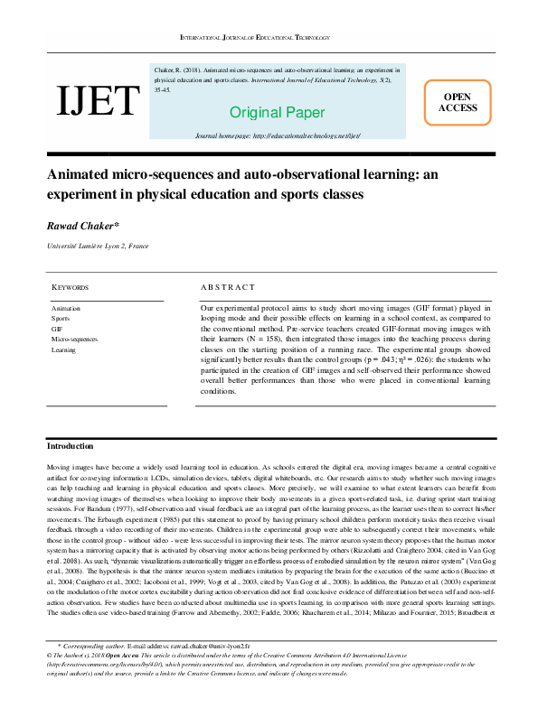 (PDF) Animated micro-sequences and auto-observational learning: an ...