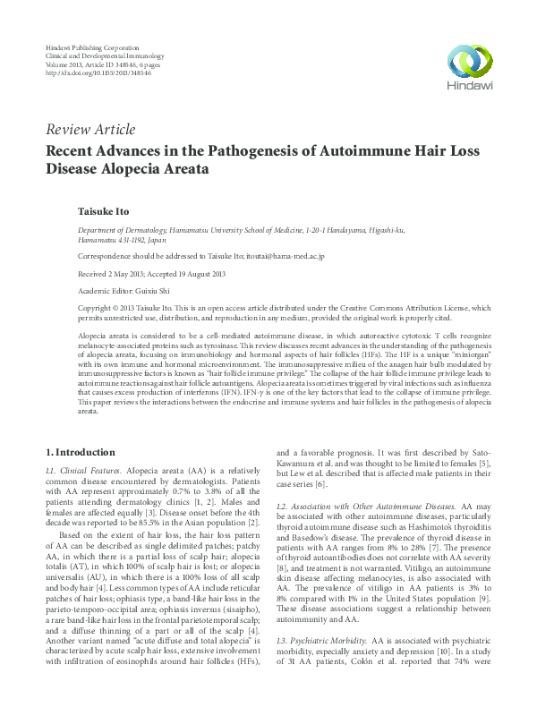 (PDF) Recent Advances in the Pathogenesis of Autoimmune Hair Loss ...