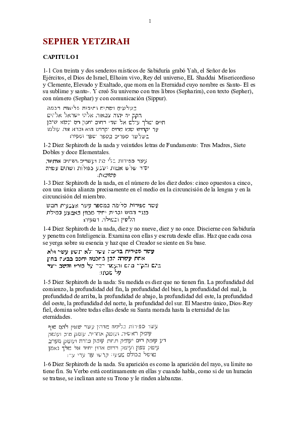 (PDF) SEPHER YETZIRAH CAPITULO I