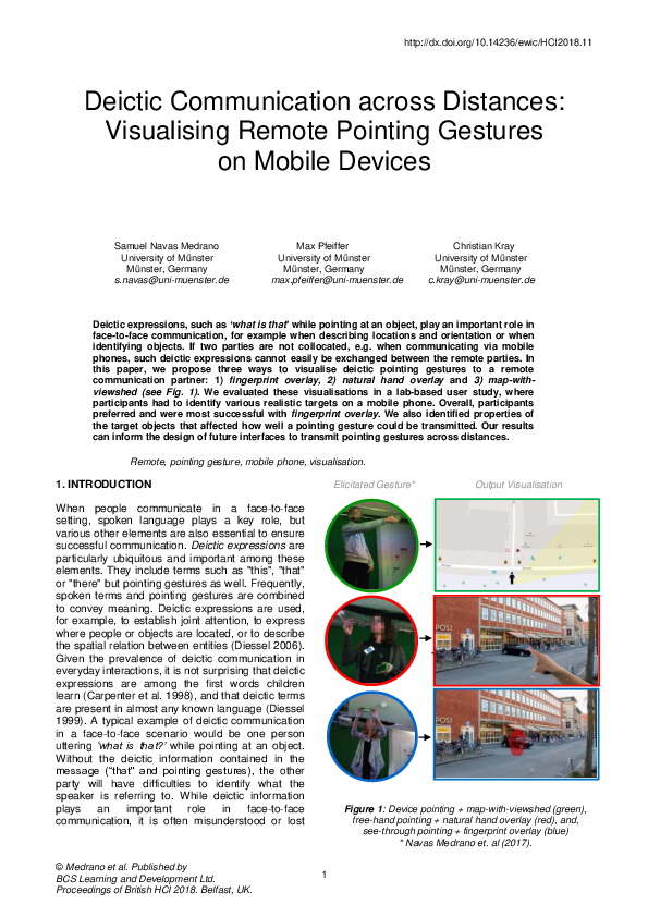(PDF) Deictic Communication across Distances: Visualising Remote ...