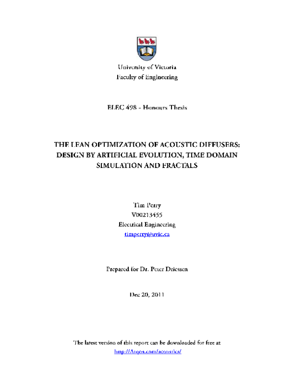 (PDF) Acoustic Diffuser Optimization Arqen (PDF) Acoustic Diffuser Optimization Arqen