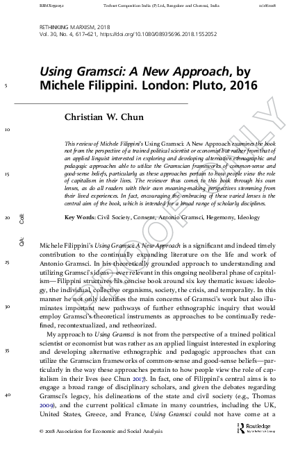 (PDF) Invited book review of "Using Gramsci: A New Approach"