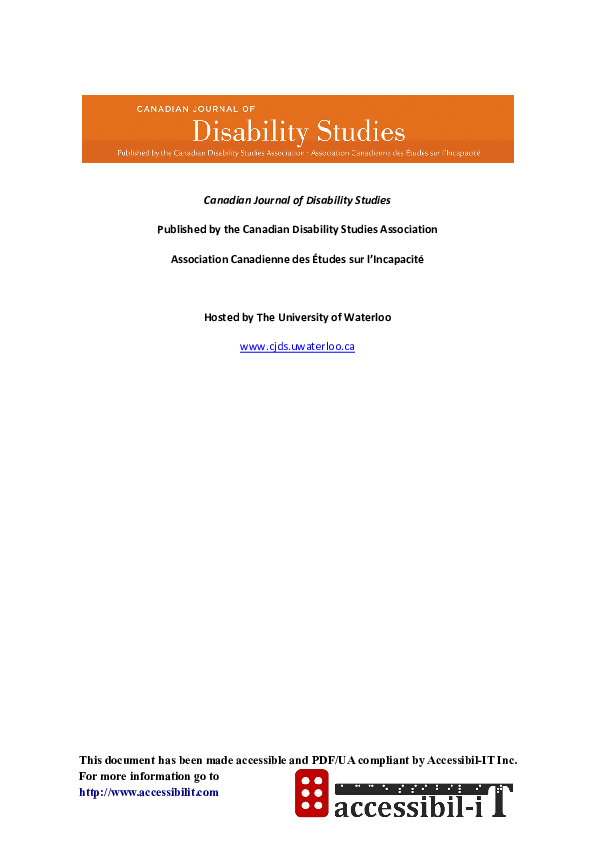 (PDF) Canadian Journal of Disability Studies