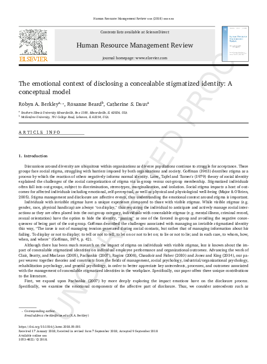 (PDF) The emotional context of disclosing a concealable stigmatized ...