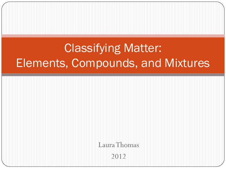 (PDF) Classifying Matter
