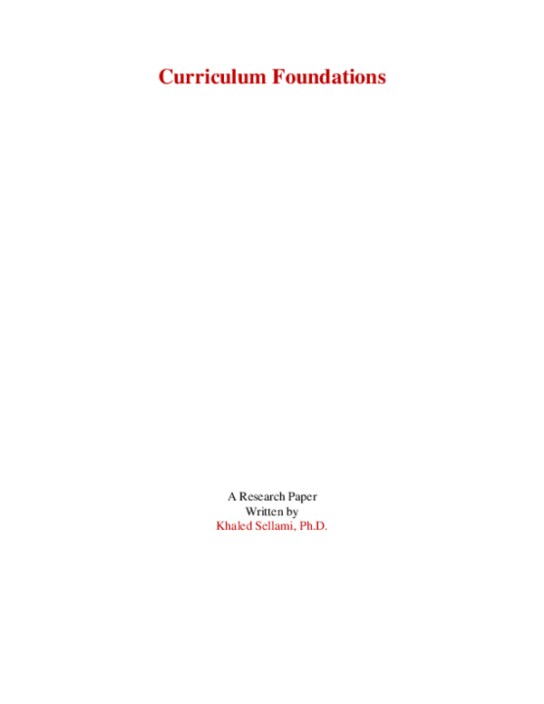 (PDF) Curriculum Foundations