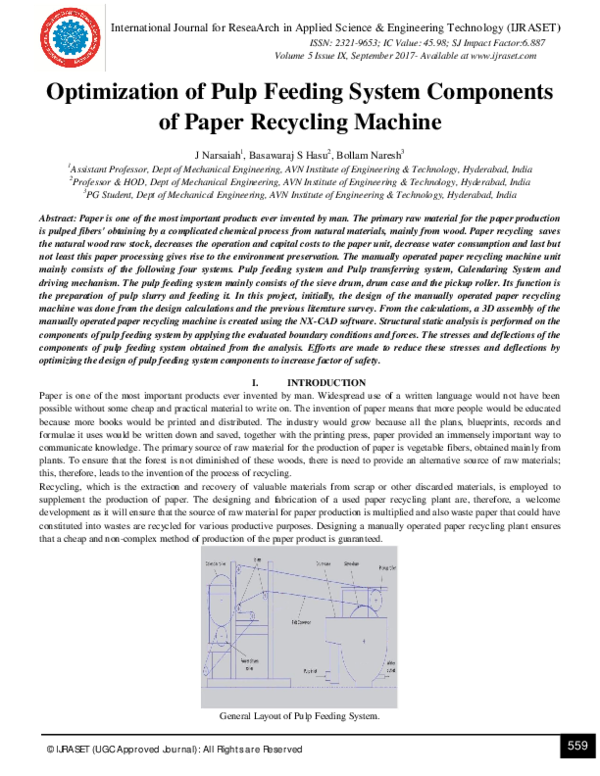 (PDF) Optimization of Pulp Feeding System Components of Paper Recycling ...