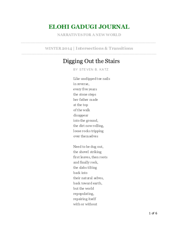 (DOC) Two New Rhetorical Poems: "Digging Out the Stairs"; and “Four ...