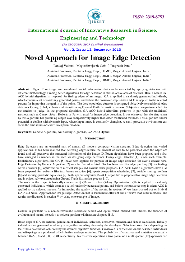 Pdf Novel Approach For Image Edge Detection