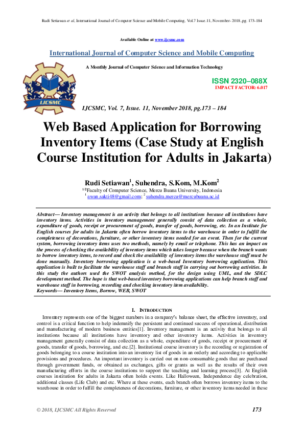 (PDF) Web Based Application for Borrowing Inventory Items (Case Study at English Course ...