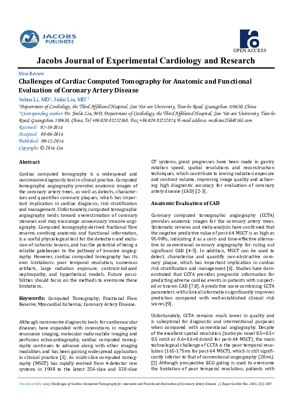 (PDF) Challenges of Cardiac Computed Tomography for Anatomic and ...