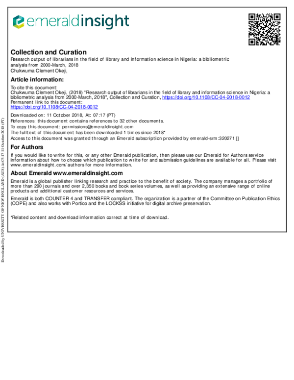 (PDF) Collection and Curation Article information