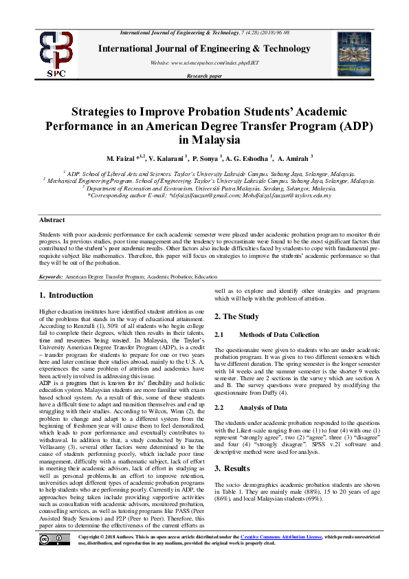 (PDF) Strategies to Improve Probation Students' Academic Performance in ...