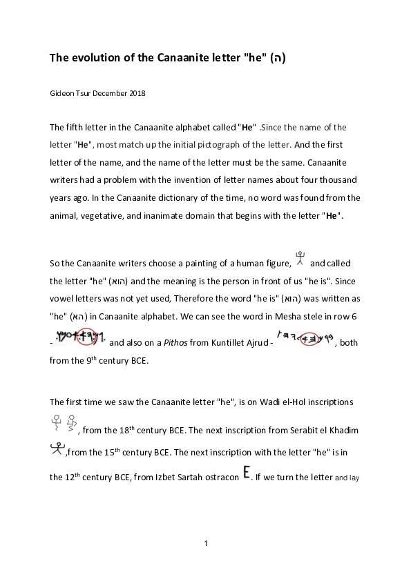 (PDF) The evolution of the Canaanite letter "He" (‫(ה