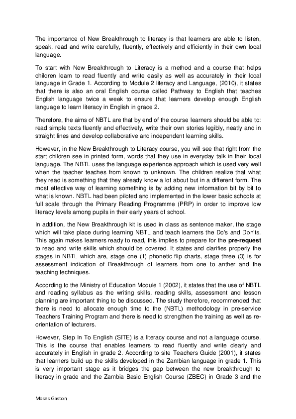 (PDF) Importance of New Breakthrough to literacy