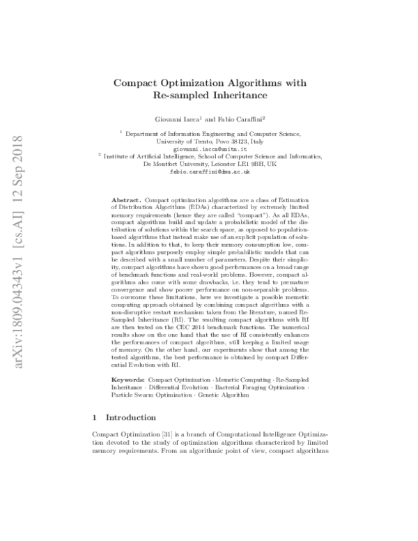 (PDF) Compact Optimization Algorithms with Re-sampled Inheritance
