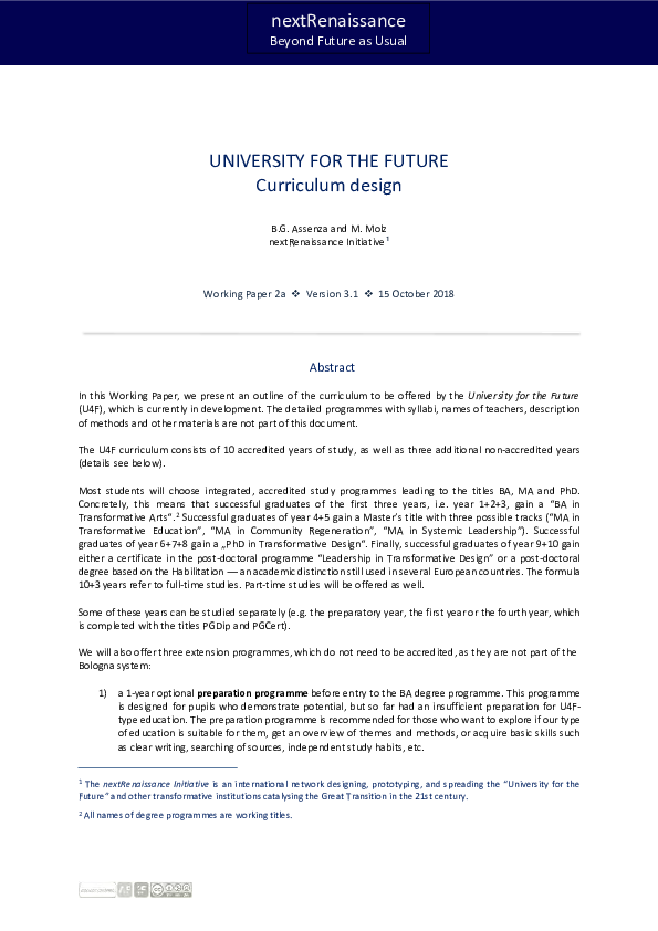 (PDF) University for the Future: Curriculum Design