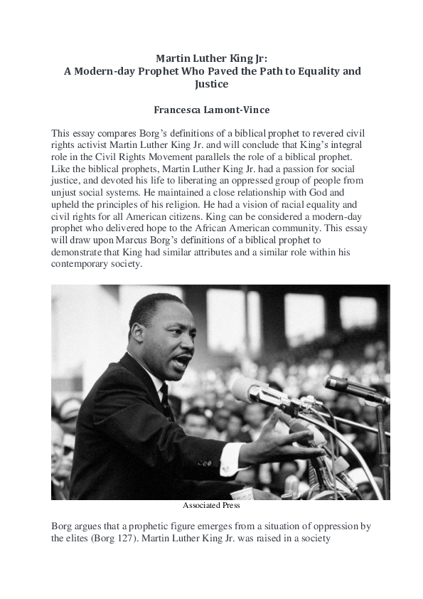 (DOC) Martin Luther King Jr: A Modern-day Prophet Who Paved the Path to ...