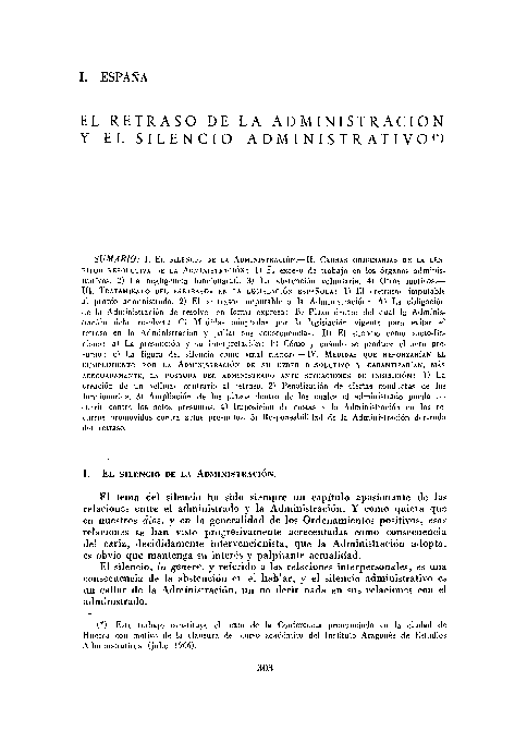 (PDF) I. ESPAÑA EL RETRASO DE LA ADMINISTRACIÓN Y EL SILENCIO ...