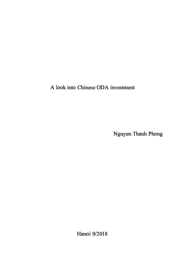 (PDF) A look into Chinese ODA investment | Nguyễn Thanh Phong ...