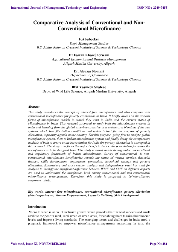 (PDF) Comparative Analysis of Conventional and Non- Conventional ...