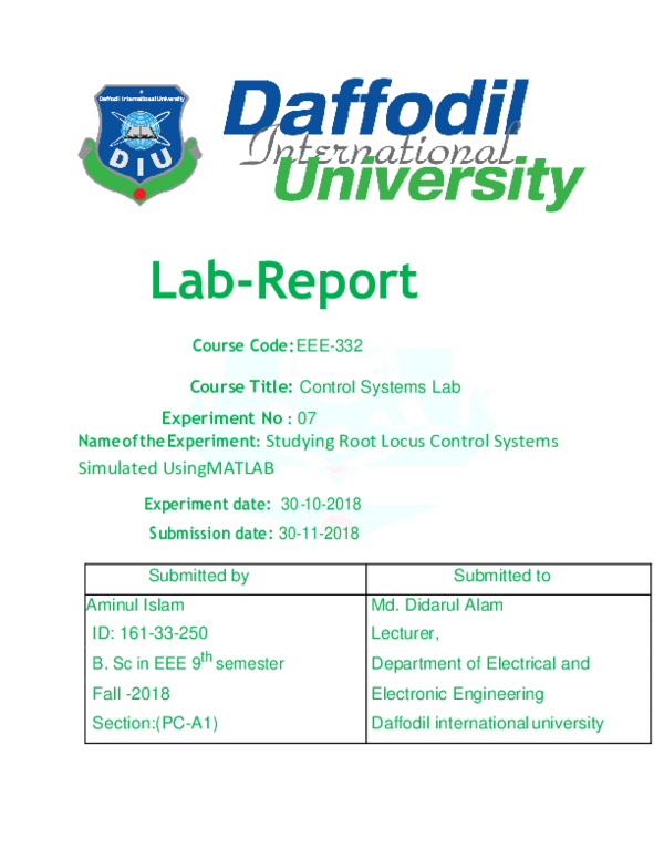 (DOC) Lab-Report Course Code: EEE-332