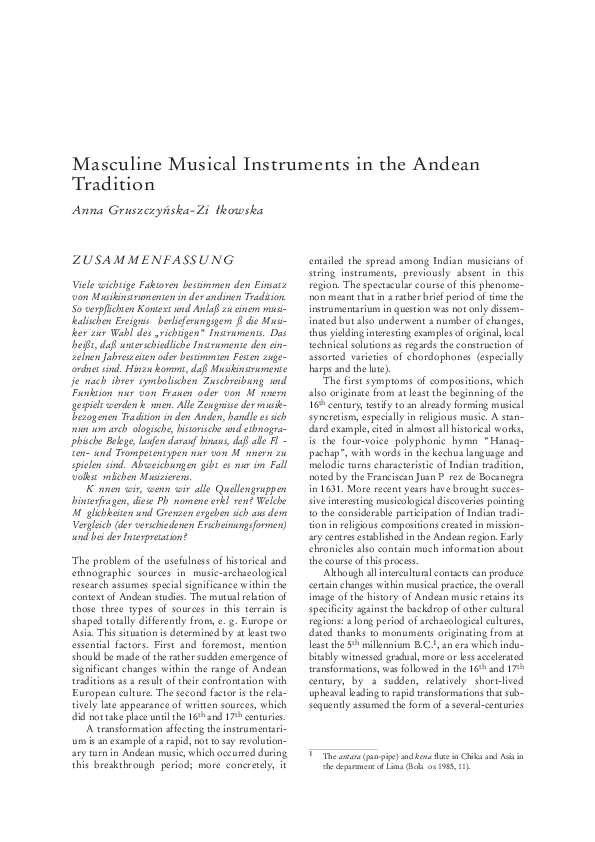 (PDF) Masculine Musical Instruments in the Andean Culture